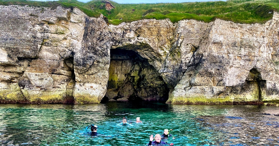 Snorkel the hidden caves of White Rocks and Dunluce Castle - Portrush ...