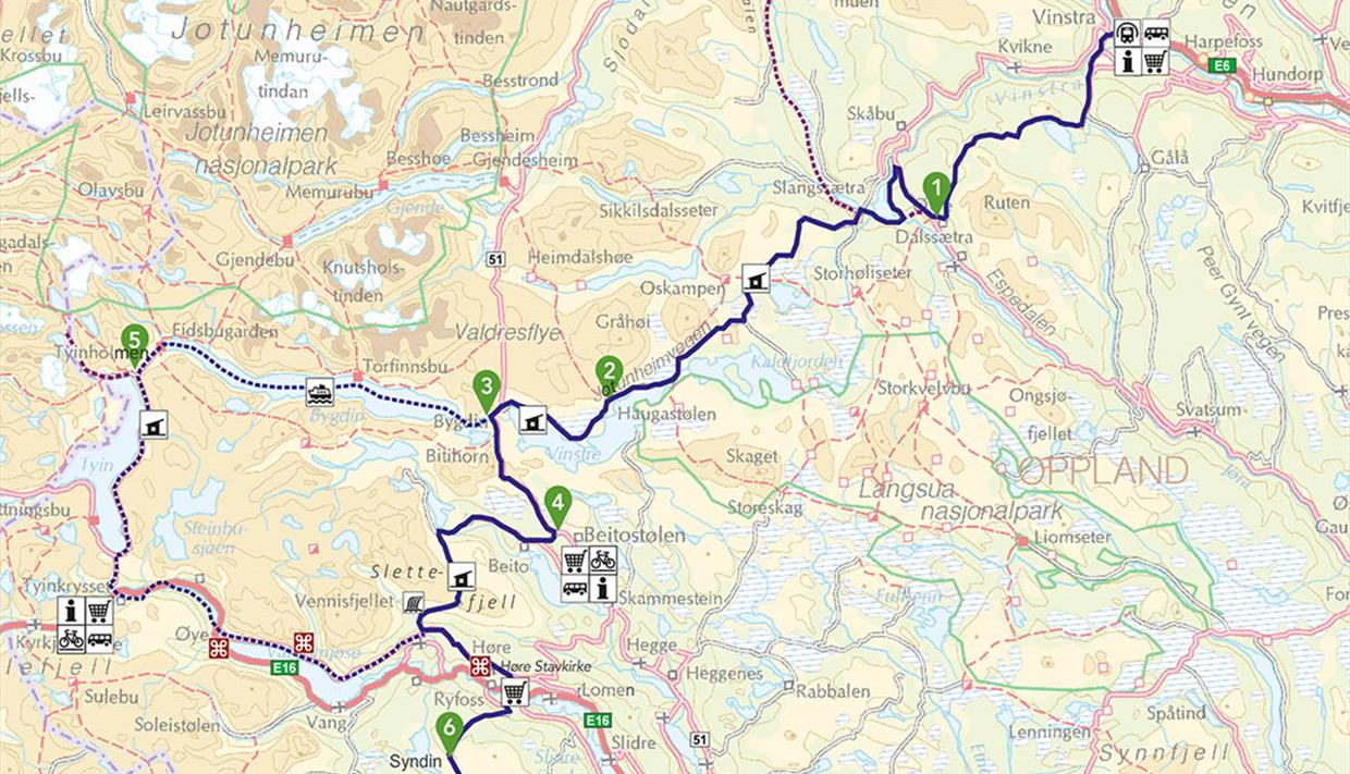 Mjølkevegen cycling route, complete: Vinstra-Valdres-Gol (230 km) - Valdres